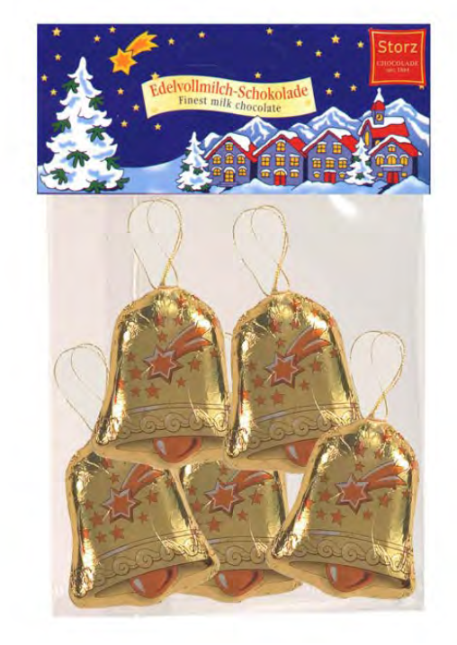 Storz Chocolate Bells 5pc Bag 62g / Hanger Tree Decoration