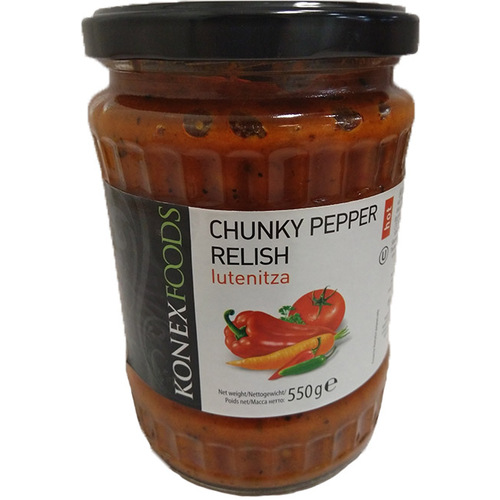 Konex Food Lutenitza Chunky Pepper Relish Hot 550g - Konex Food, Bulgaria
