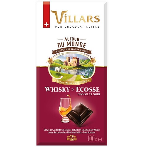 Villars Chocolate Bar Dark w/Scottish Whisky 100g - Villars, Switzerland